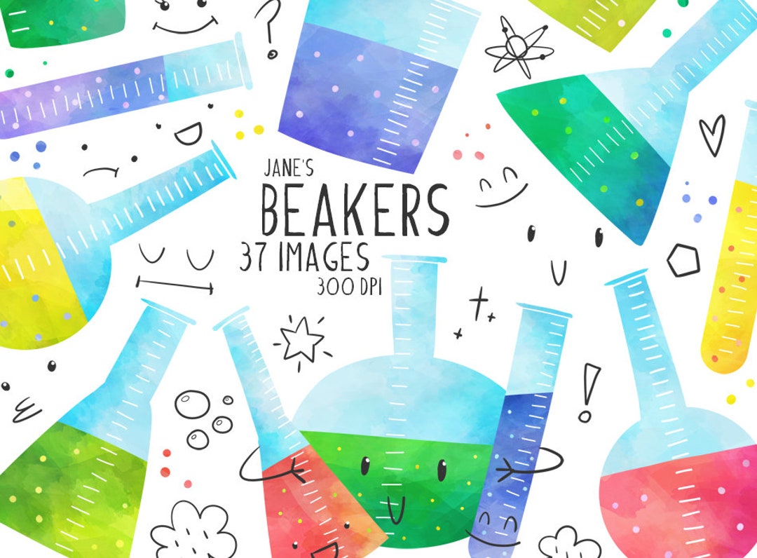 Watercolor Beakers Clipart - Instant Download - Science - Laboratory ...