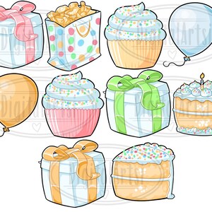 Kawaii Birthday Clipart - Birthday Clipart - Instant Download - Rainbow ...