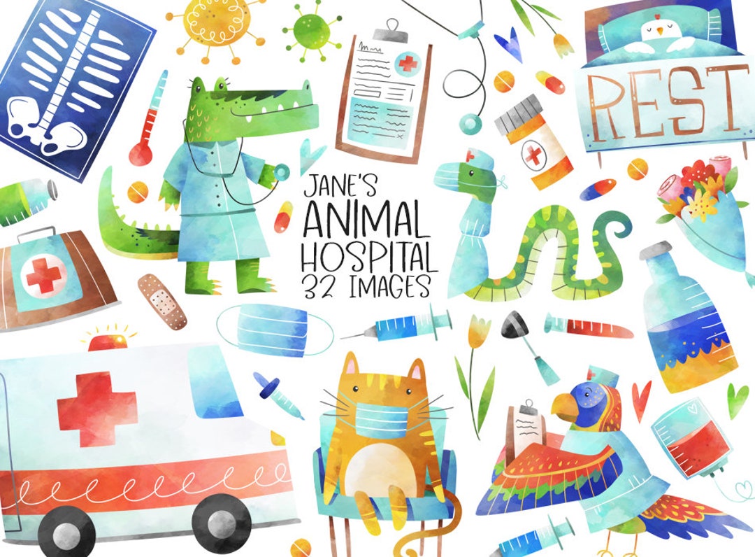 Watercolor Medical Clipart - Instant Download - Animal Hospital ...