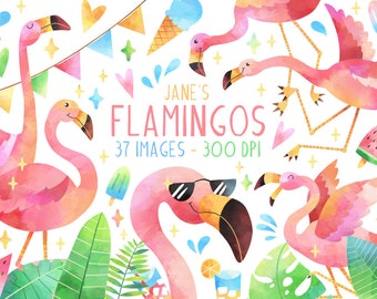 Tropical Clip Art Watercolor Summer Clipart Set, Vector Clipart, Beach ...