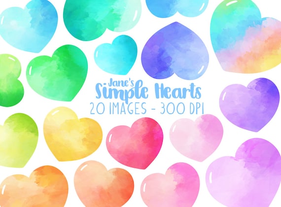 Watercolor Hearts Clipart Heart Shapes Download Instant - Etsy
