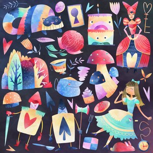 Watercolor Wonderland Clipart Instant Download Alice's Adventures in ...