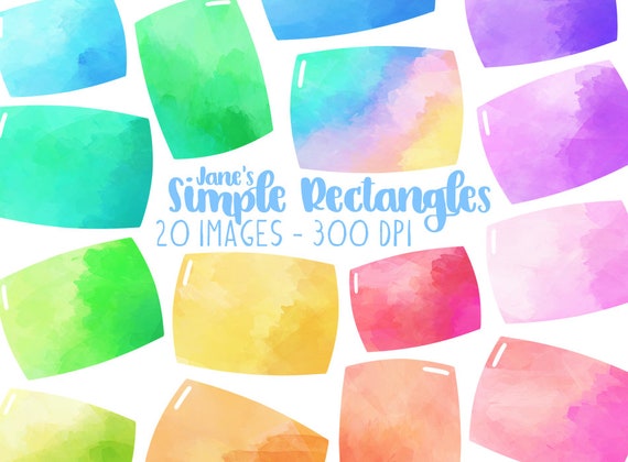 Watercolor Rectangles Clipart Rectangle Shapes Download | Etsy