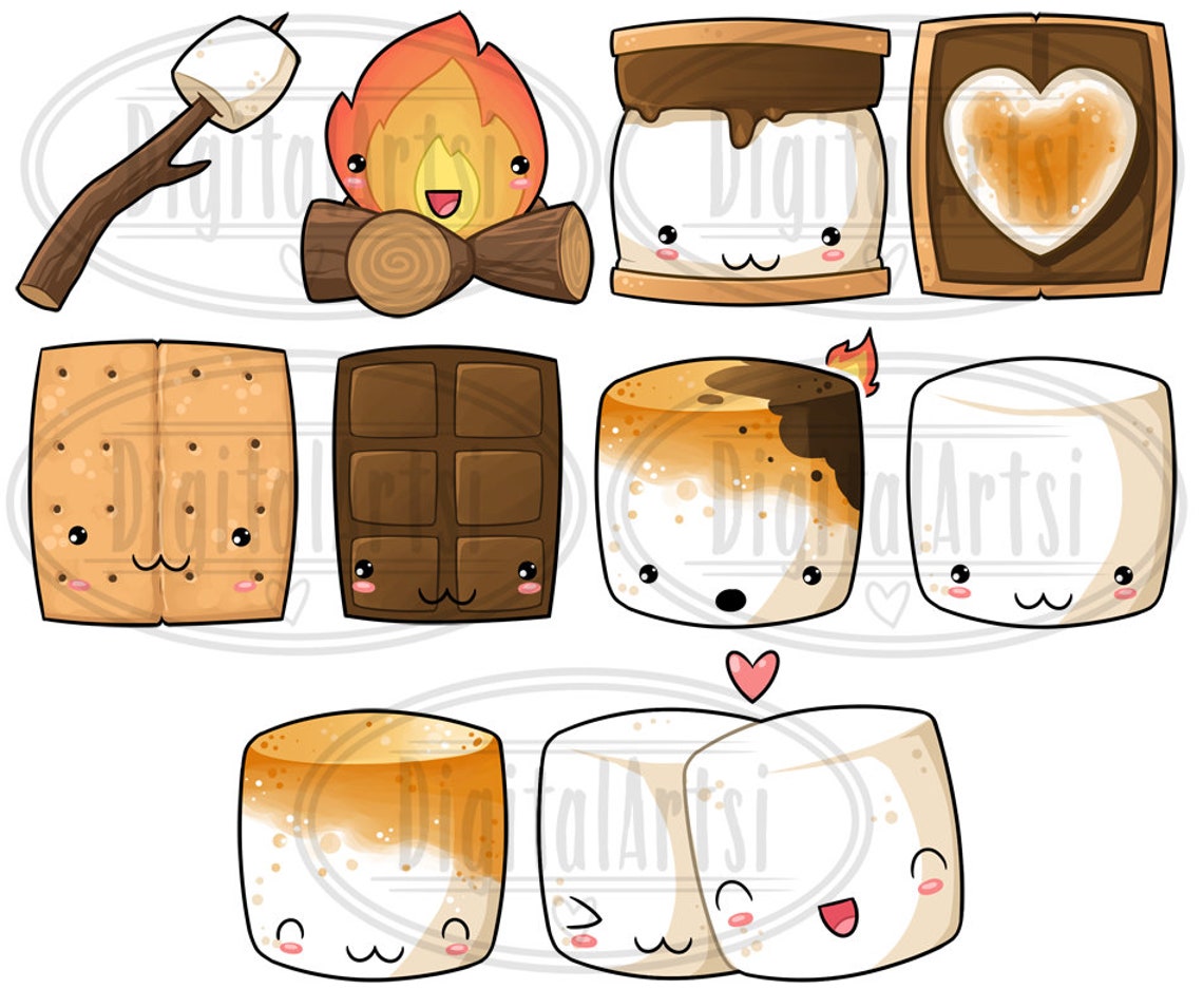 Kawaii Smores Clipart Smore's Clipart Instant Download - Etsy
