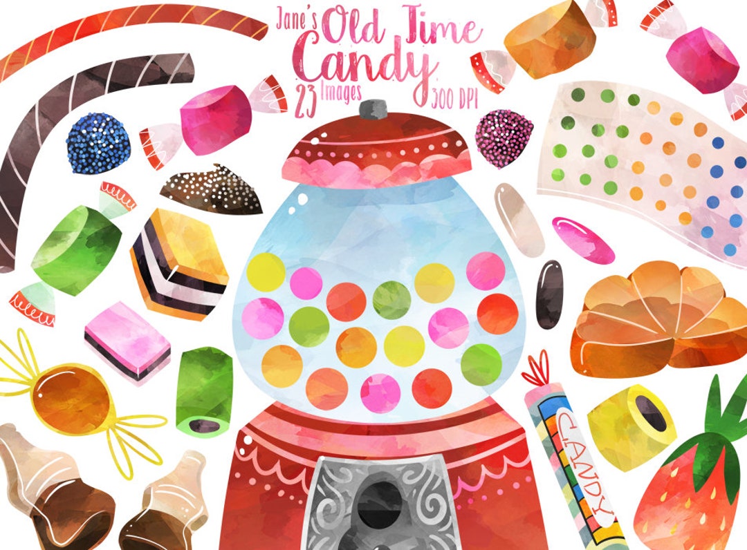 Watercolor Old Time Candy Clipart - Sweets Download - Instant Download ...
