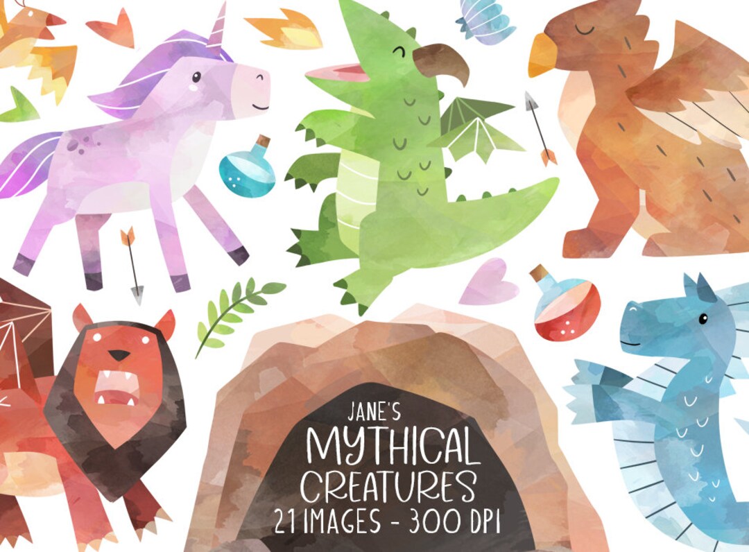 Watercolor Mythical Creatures Clipart - Instant Download - Legendary ...
