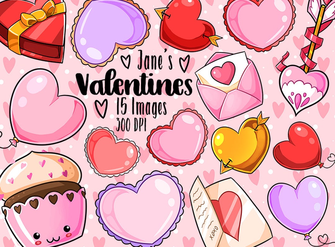 Kawaii Valentines Day Clipart - Kawaii Download - Instant Download ...