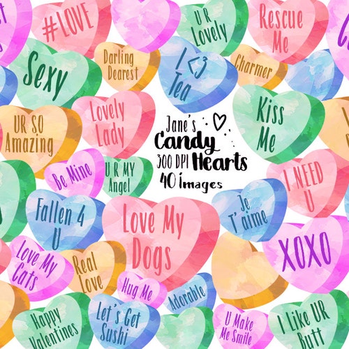 Valentines Day Clipart Candy Hearts Clipart digital - Etsy