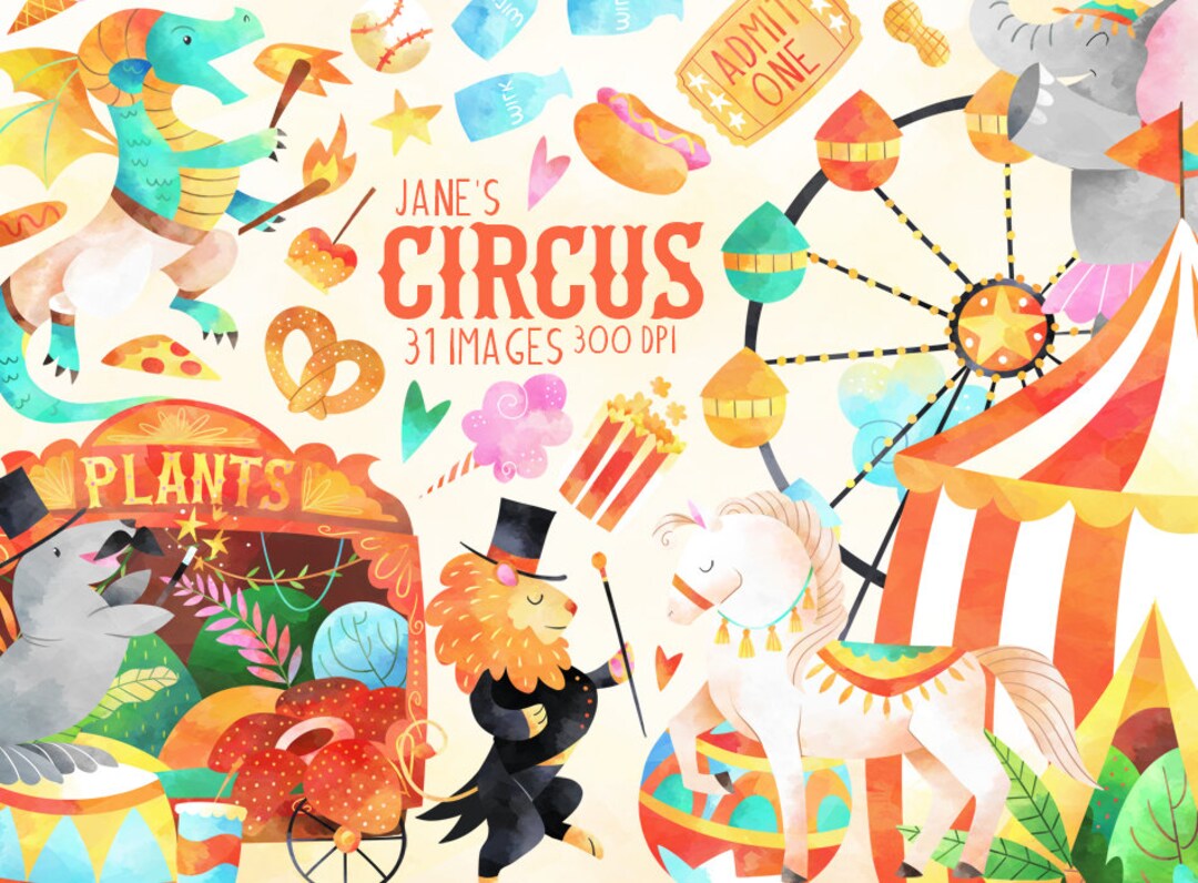 Watercolor Circus Clipart - Carnival Download - Instant Download ...