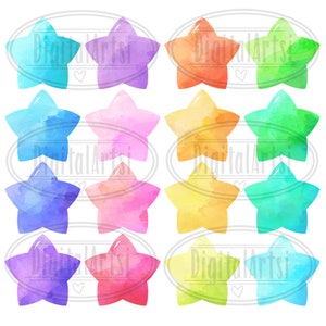 Watercolor Stars Clipart - Star Shapes Download - Instant Download ...