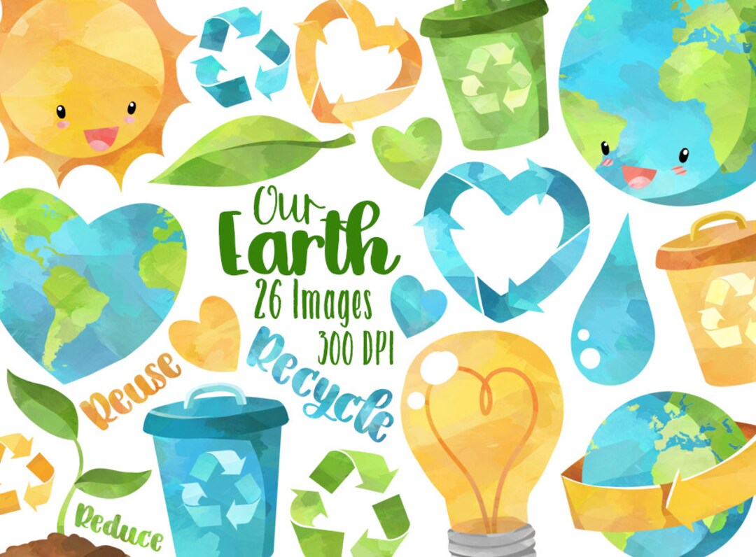 Watercolor Recycling Clipart - Earth Day Download - Instant Download ...