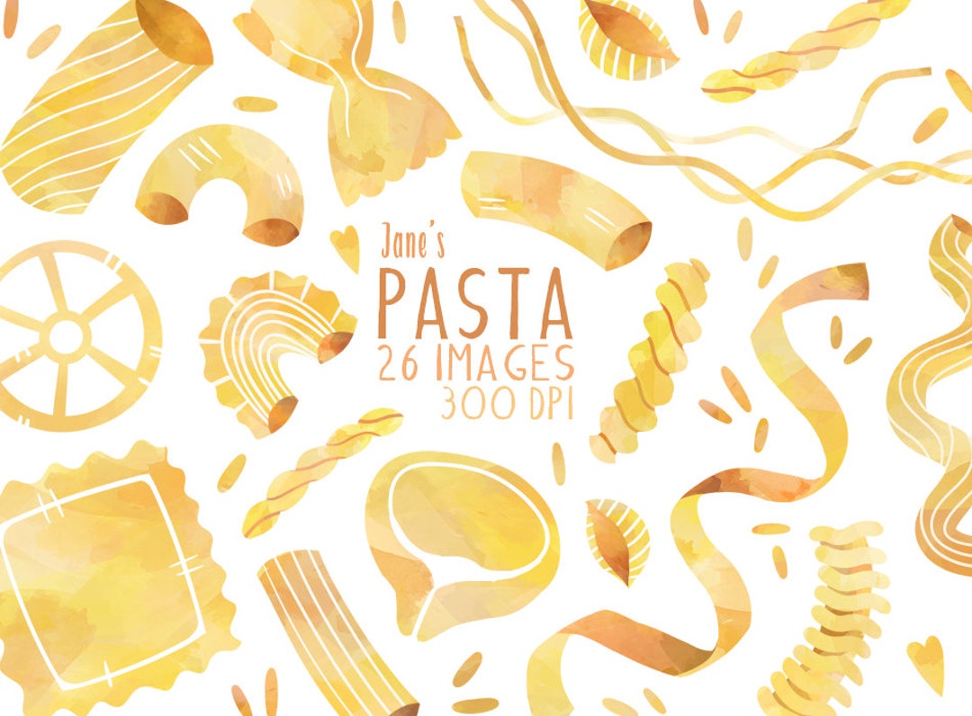Watercolor Pasta Clipart - Noodle Graphics - Digital Download ...