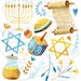Watercolor Hanukkah Clipart: Menorah, Dreidel, Star of David (instant ...