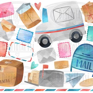 Watercolor Postage Clipart - Mail Download - Instant Download ...