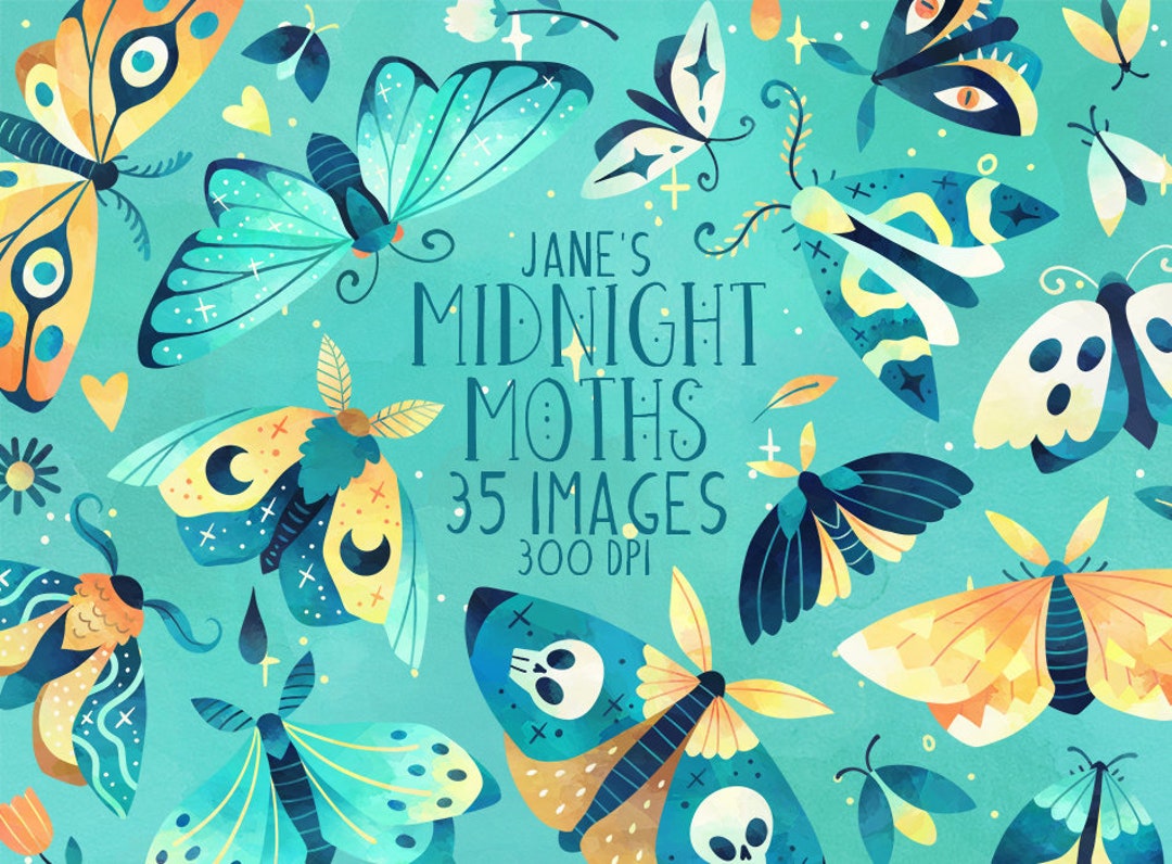 Midnight Moths Clipart Insect Download Instant Download Mystical ...