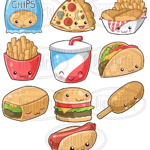 Kawaii Junk Food Clipart - Cute Fast Food Download - Kawaii Design ...