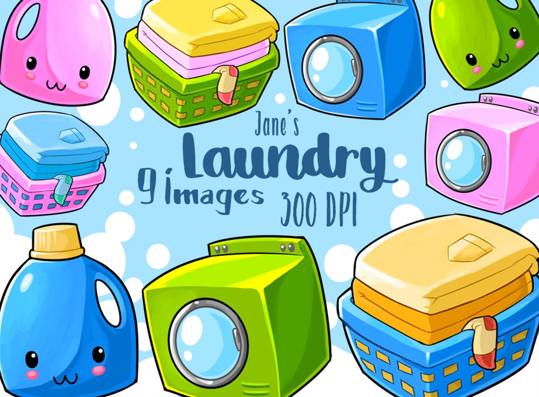 Kawaii Laundry Clipart - Household Chores Download - Kawaii Design ...