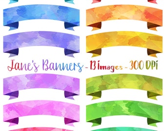 Watercolor Banner Clipart | Etsy