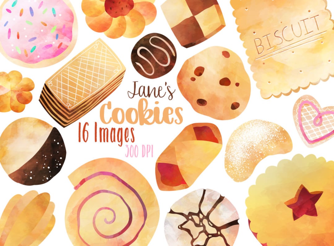 Watercolor Cookies Clipart - Sweets Download - Instant Download ...