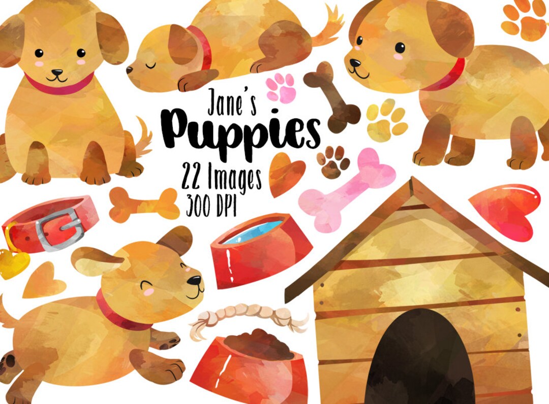 Watercolor Puppies Clipart - Dogs Download - Instant Download ...
