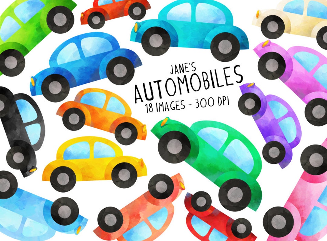 Watercolor Cars Clipart: Multicolored Automobiles (digital Download) - Etsy
