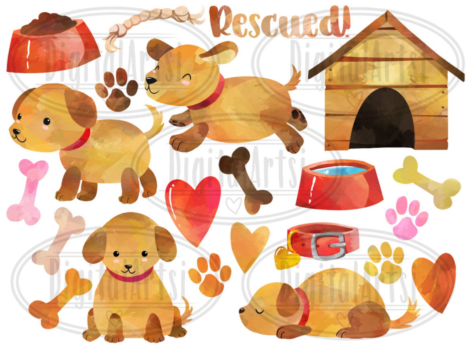 Watercolor Puppies Clipart - Dogs Download - Instant Download ...
