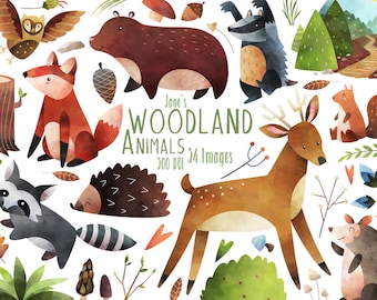 Woodland Animals SVG DXF Clipart Png Set, Forest Animals, Bear, Deer ...