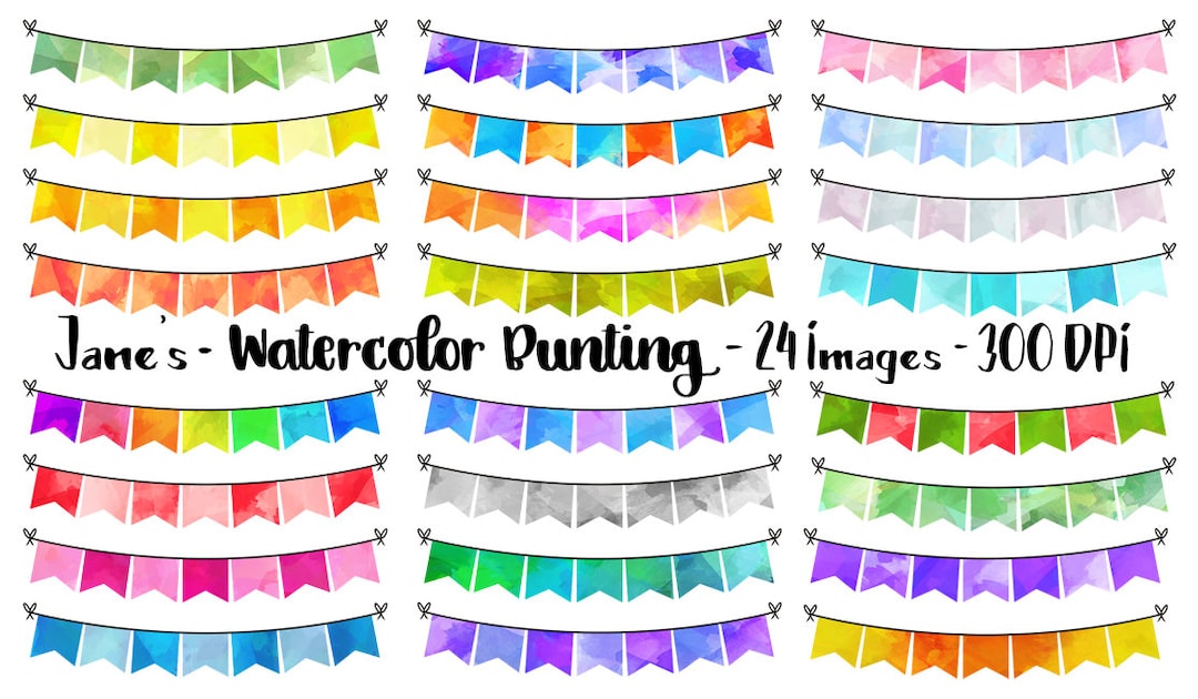 Watercolor Bunting Clipart - Bunting Download - Instant Download ...