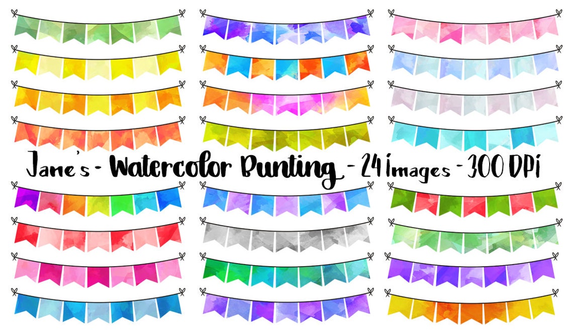 Watercolor Bunting Clipart Bunting Download Instant - Etsy