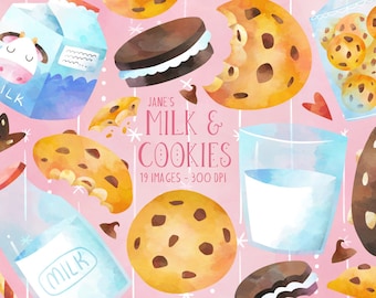 10 Watercolor Milk and Cookies Png Christmas Cookies Clipart - Etsy