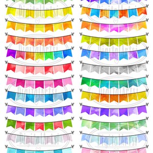 Watercolor Bunting Clipart - Bunting Download - Instant Download ...