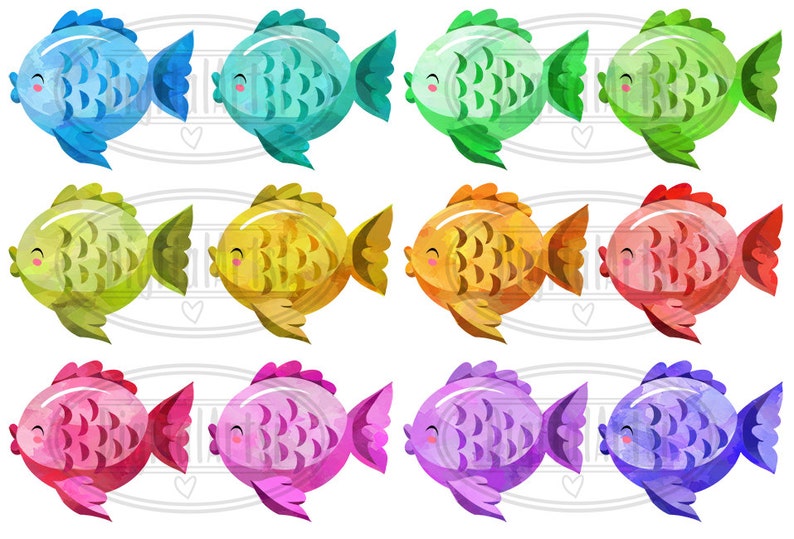 Fish Clipart - Fish Download - Watercolor Fish Clipart - Instant ...
