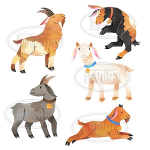 Goats Clipart - Farm Animals Download - Instant Download - Watercolor ...