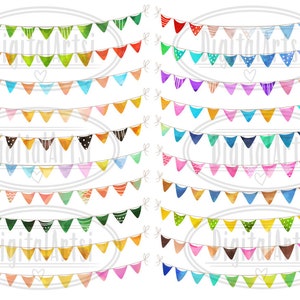 Watercolor Bunting Clipart: Triangle Banner Images (digital Download ...