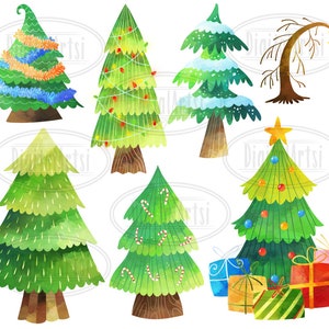 Watercolor Christmas Trees Clipart - Watercolor Pine Trees Download ...