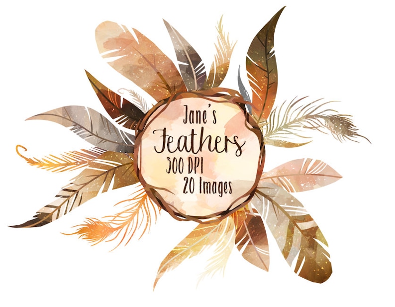 Watercolor Brown Feathers Clipart Watercolor Feathers - Etsy