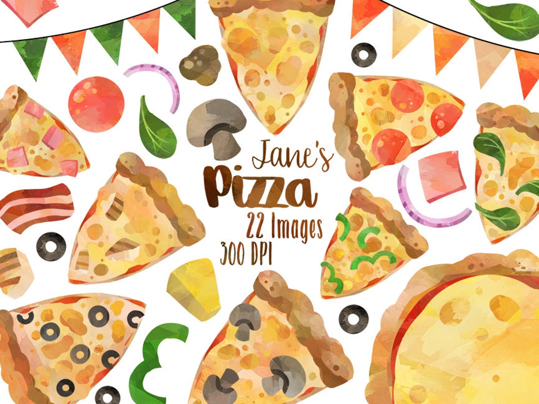 Watercolor Pizza Clipart: Dinner Graphics Set (digital Download) - Etsy