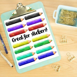 Watercolor Colored Pencils Clipart - School Items Download - Instant ...