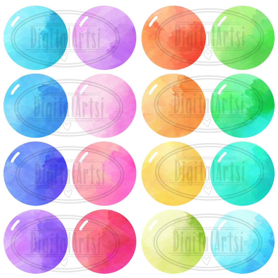Watercolor Circles Clipart Circle Shapes Download Instant - Etsy