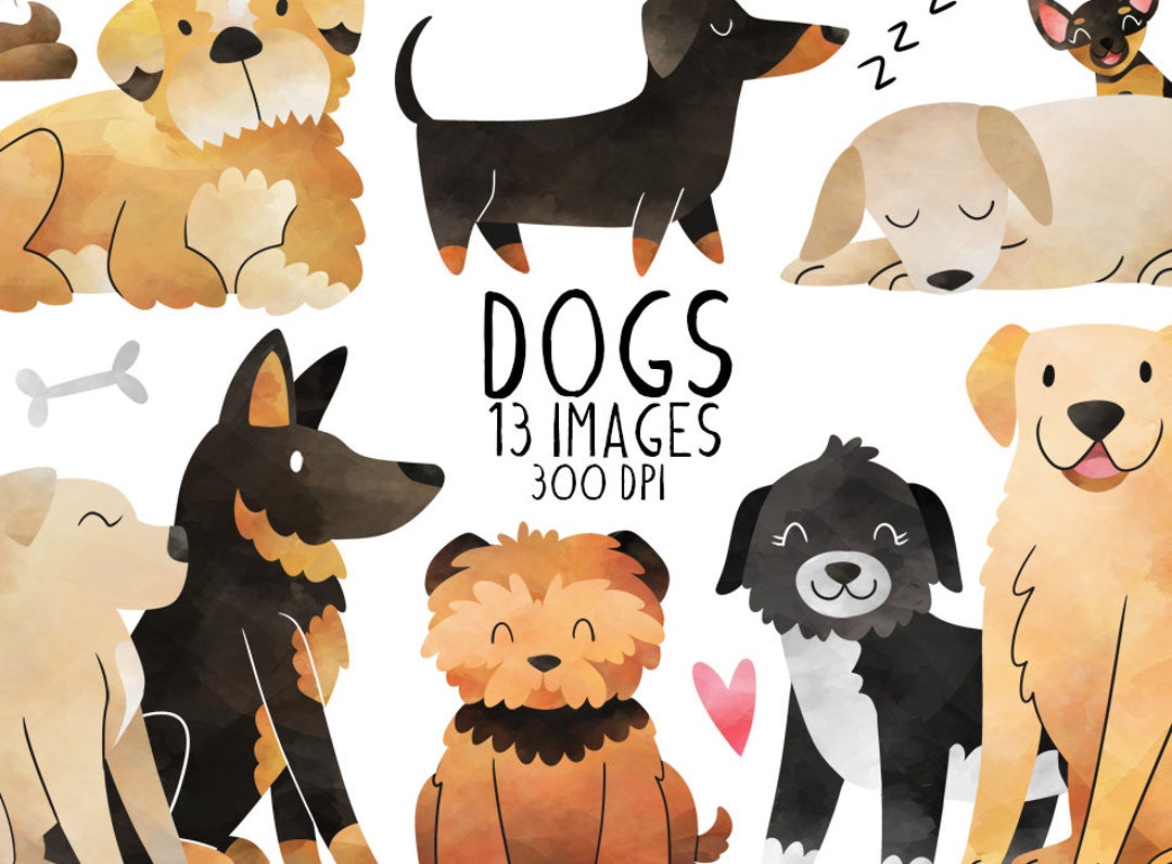 Watercolor Dogs Clipart: Pet Graphics, Canine Images (digital Download ...