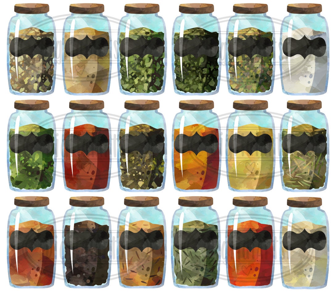 Watercolor Spice Jars Clipart Herbs Clipart Instant | Etsy