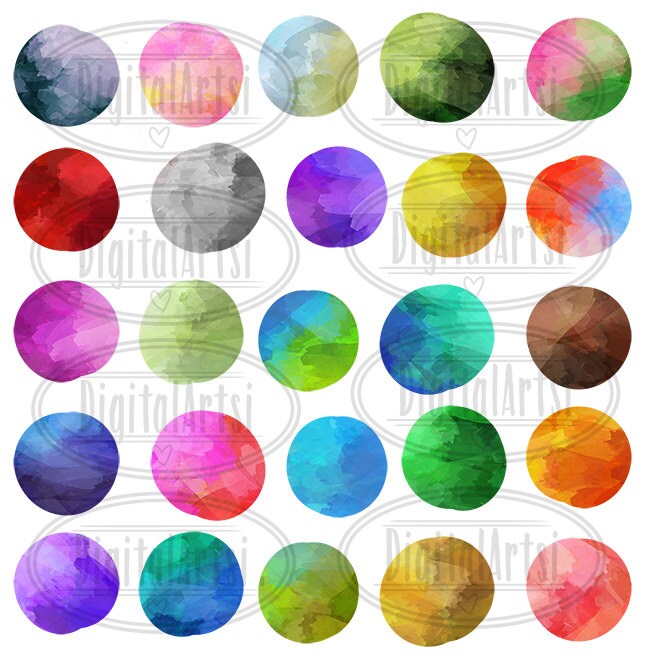 Watercolor Circles Clipart Dots Download Instant Download - Etsy