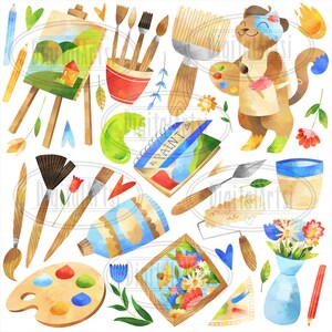 Watercolor Artist Clipart: Art Class Graphics (digital Download, Hand ...