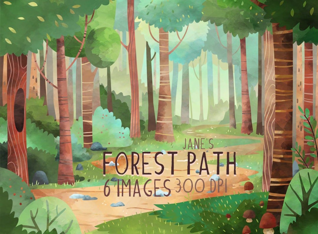 Watercolor Forest Path Clipart - Environment Download - Instant ...