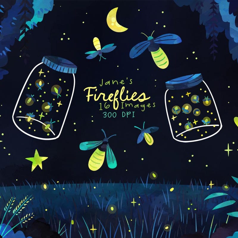 Fireflies Clipart Png - Etsy