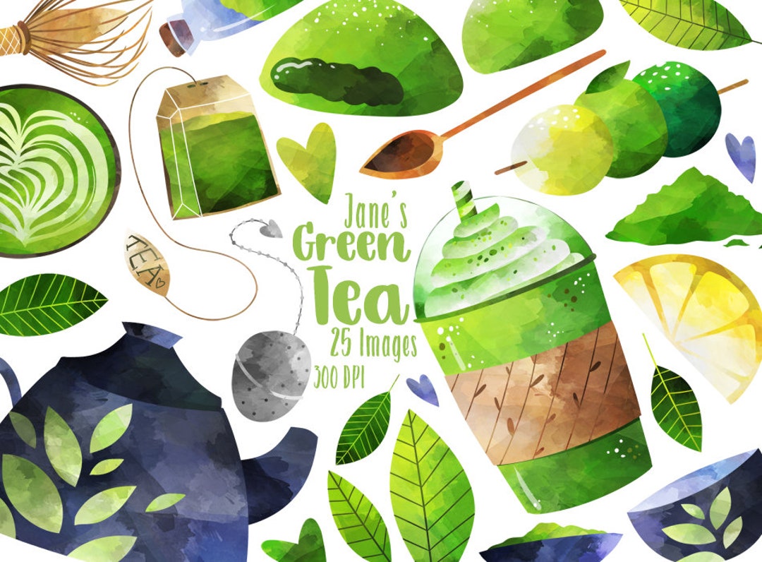 Watercolor Matcha Clipart: Green Tea, Mochi, Dango (digital Download ...