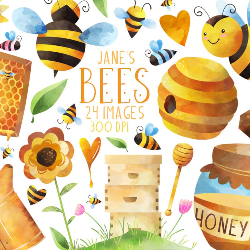 Honey Bee Clipart - Etsy