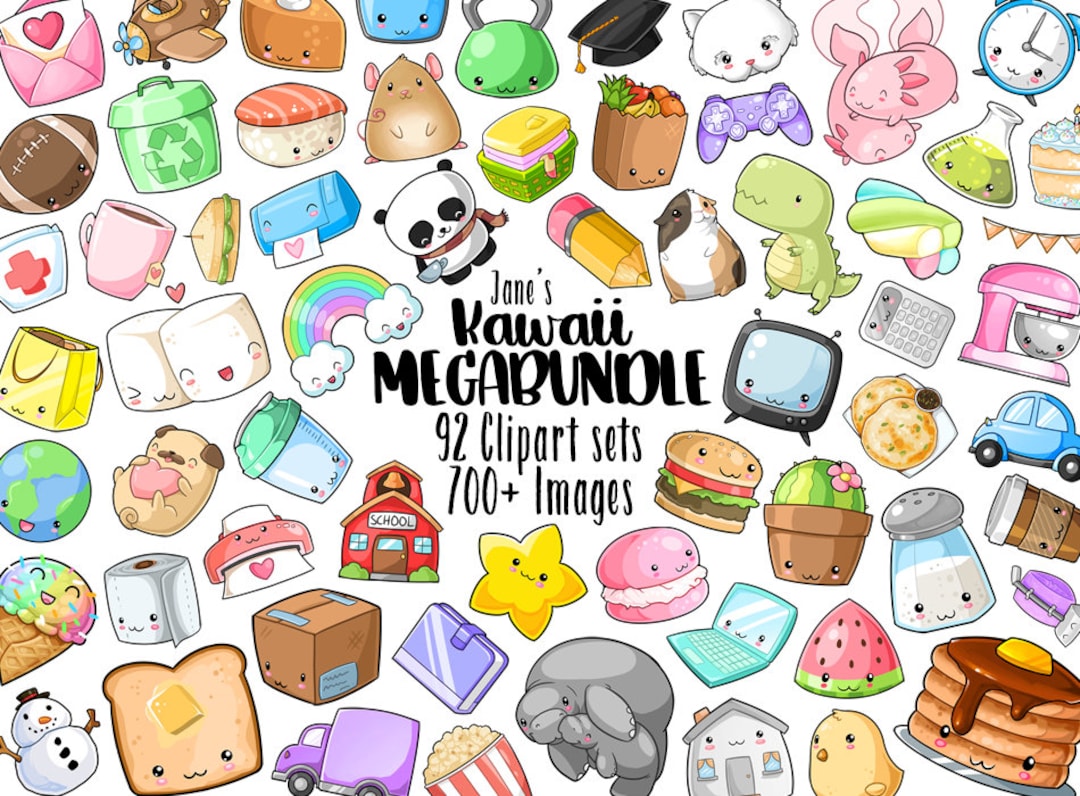 Kawaii Clipart Megabundle: 700+ Illustrations (digital Download, Hand ...