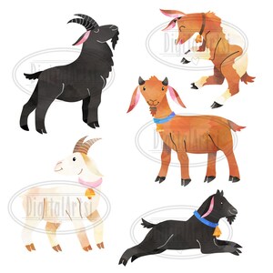 Goats Clipart - Farm Animals Download - Instant Download - Watercolor ...