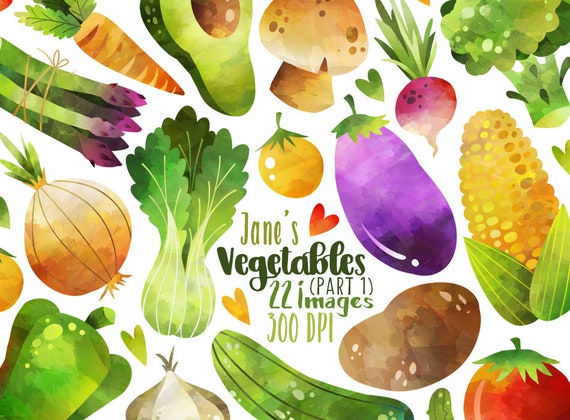 Watercolor Vegetables Clipart Healthy Food Download - Etsy